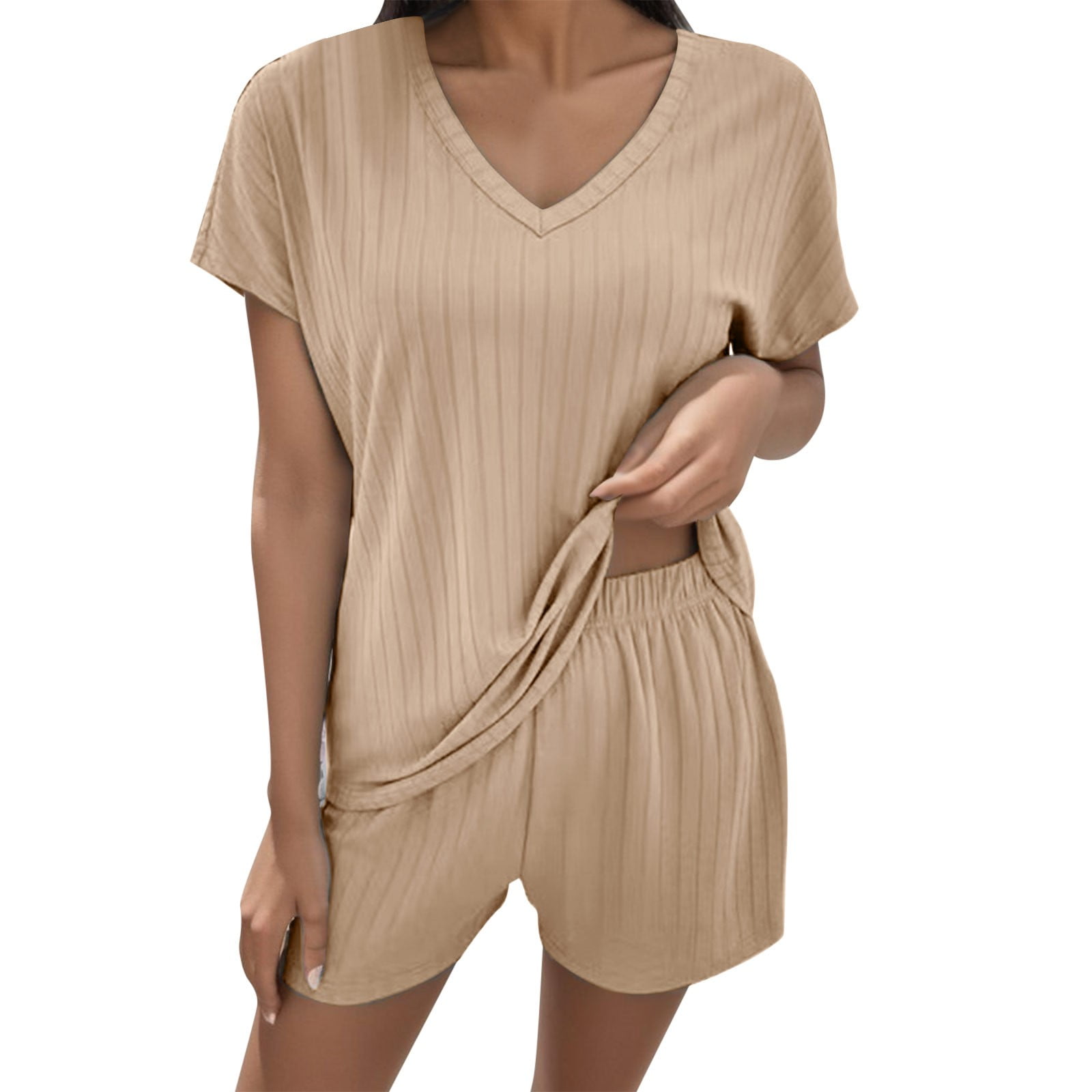 PEASKJP Summer Short Sets Women's 2 Piece Tracksuits Sweat Suit Casual ...