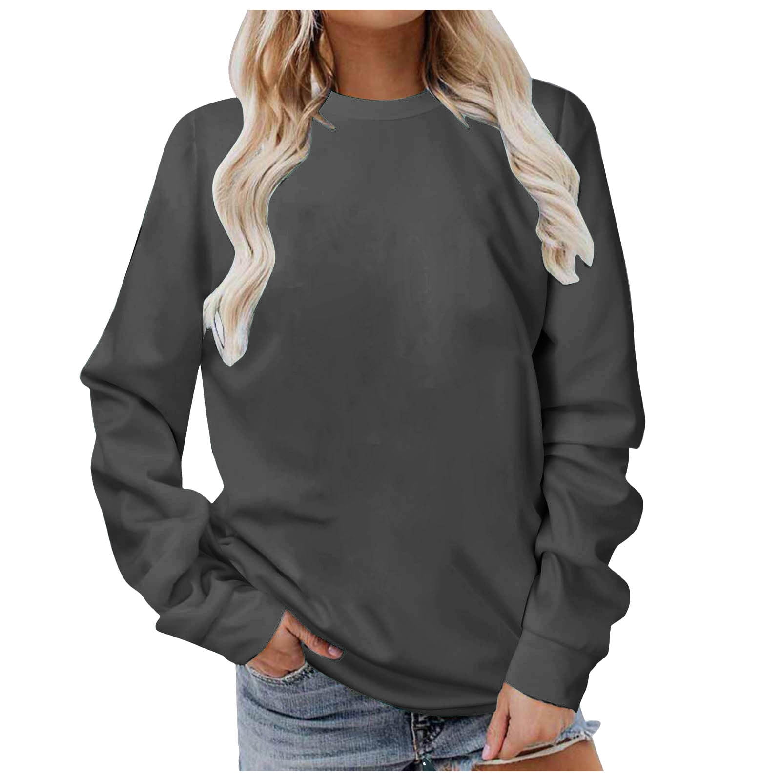 PEASKJP Sweatshirts for Women Crewneck Long Sleeve Shirts Tunic Tops ...
