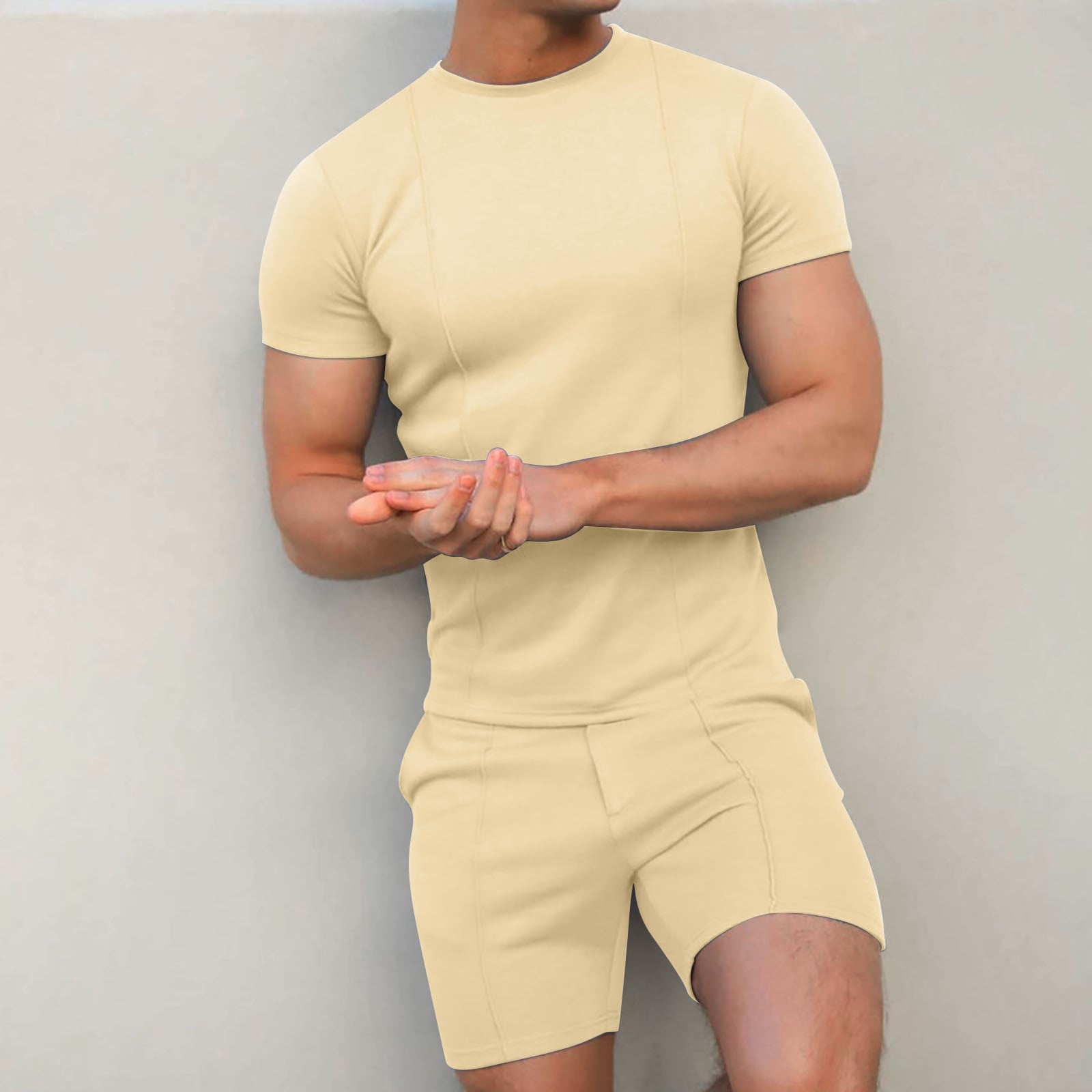 Peaskjp Two Piece Short Set For Men Mens Casual 2 Piece Outfits Set