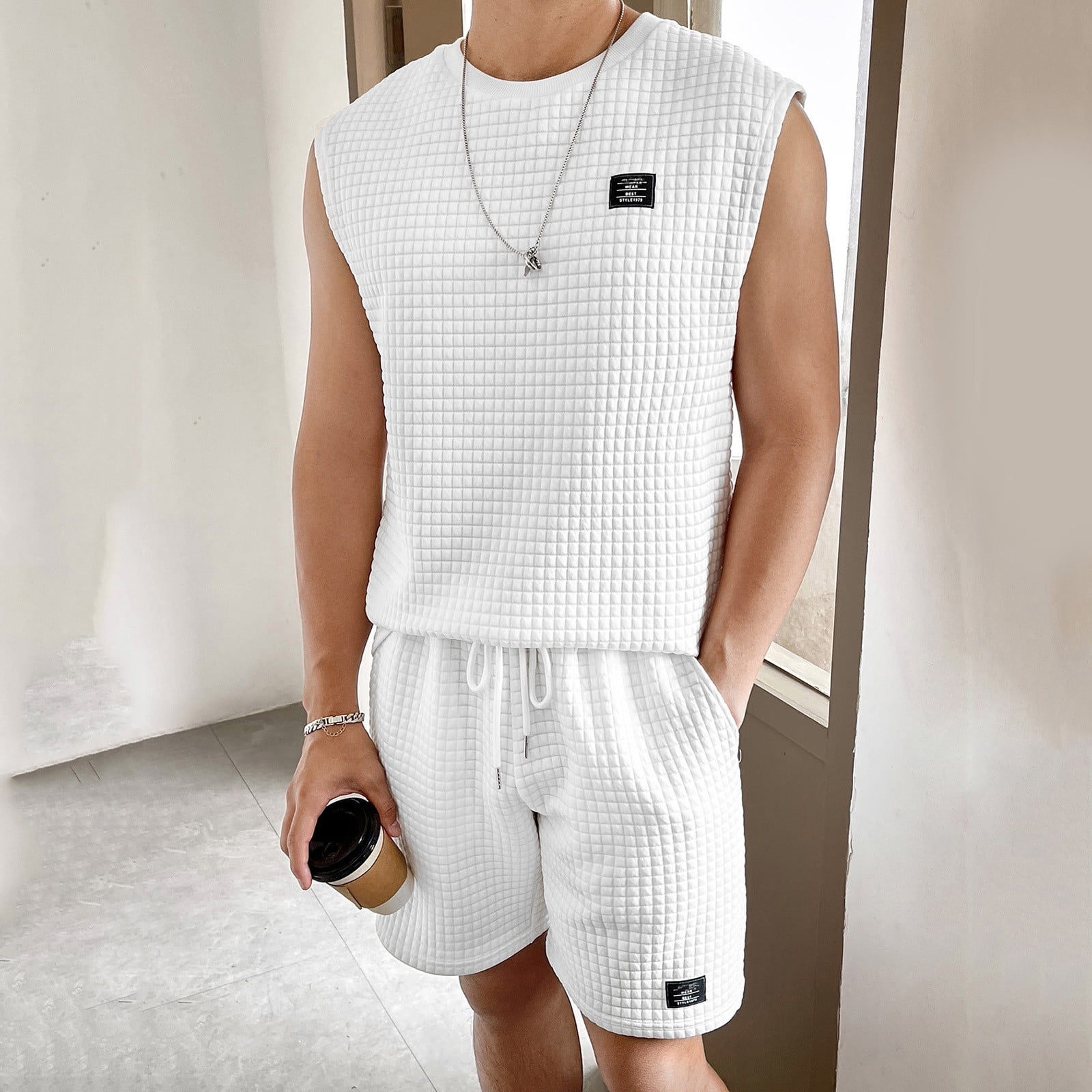 Peaskjp Two Piece Short Sets Mens Floral 2 Piece Tracksuit Casual