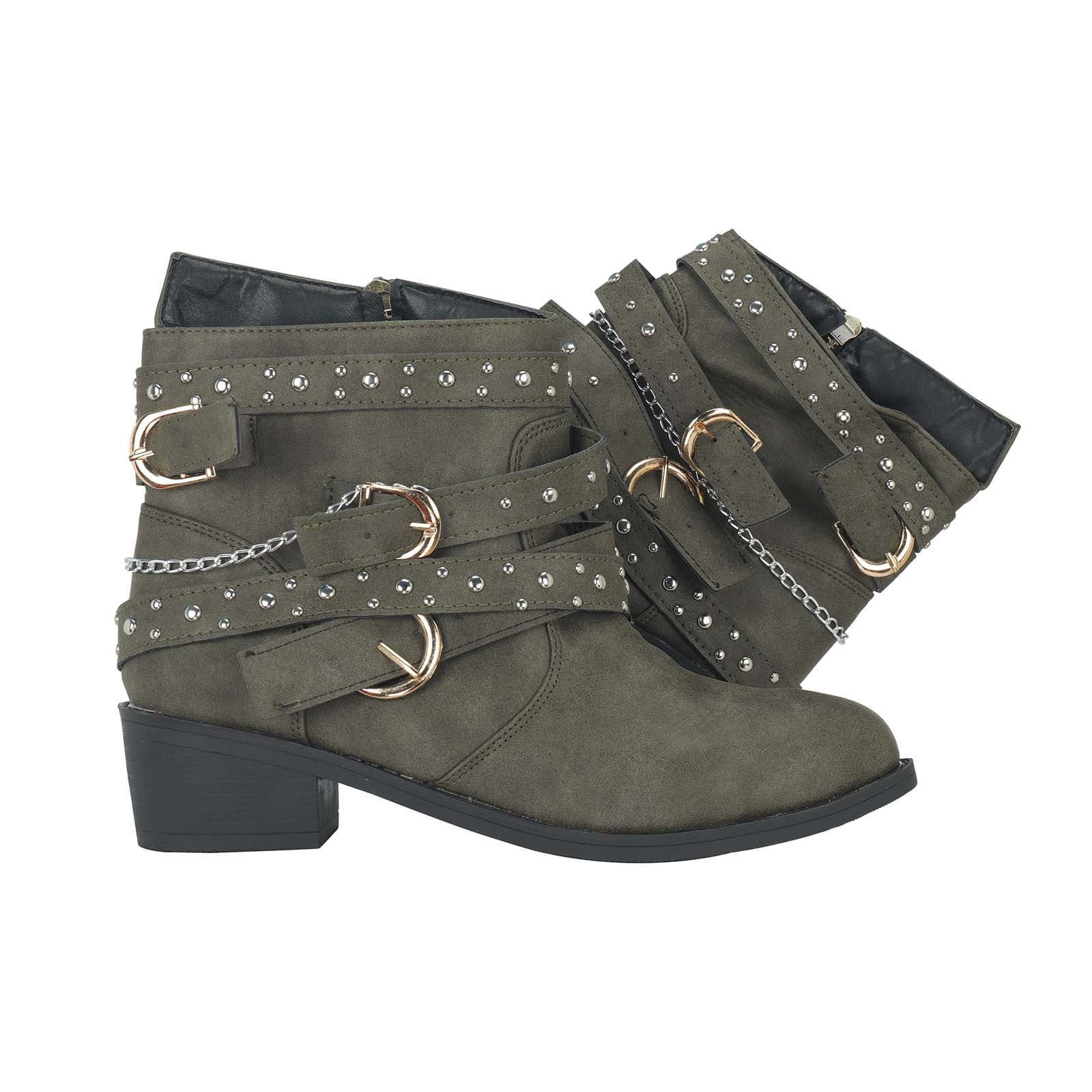 PEASKJP Winter Boots for Women Women's Boots Lace up Mid Calf V Cutout ...