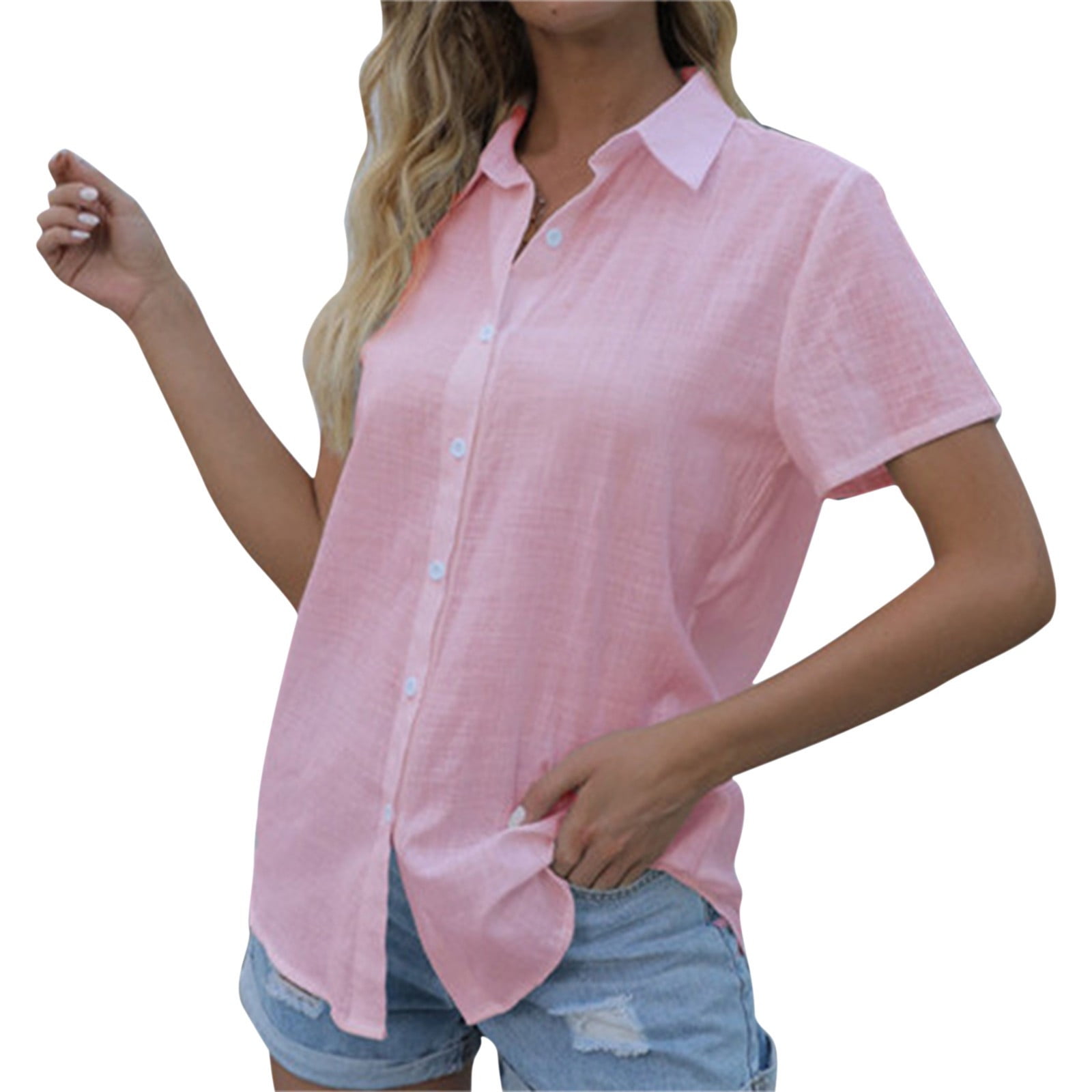 PEASKJP Women Blouses Plus Size Womens Short Sleeve Shirts V Neck ...