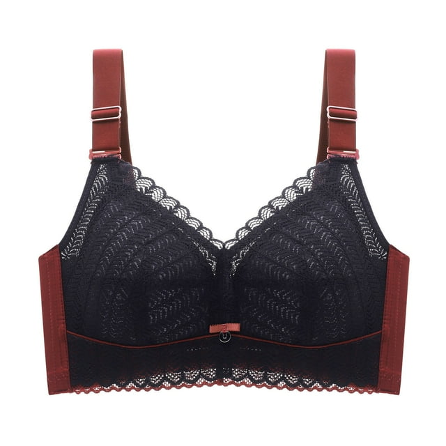 PEASKJP Women's Bra Full Figure Wirefree Lace Comfort Non Padded Wire ...