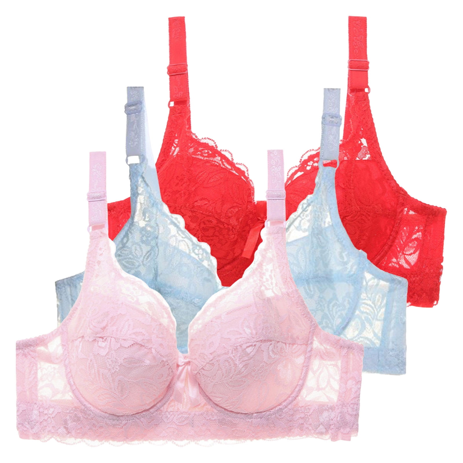 PEASKJP Women's Bras Plus Size Women's Plus Size Full Figure Basic ...