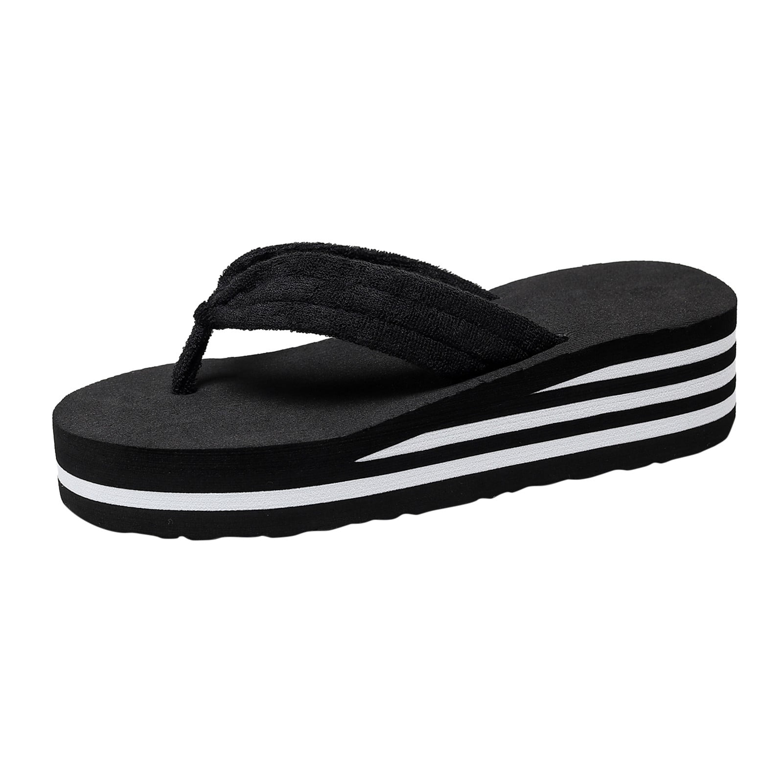 PEASKJP Women's Platform Wedge Thongs Casual Flip Flop EVA Comfort Arch ...