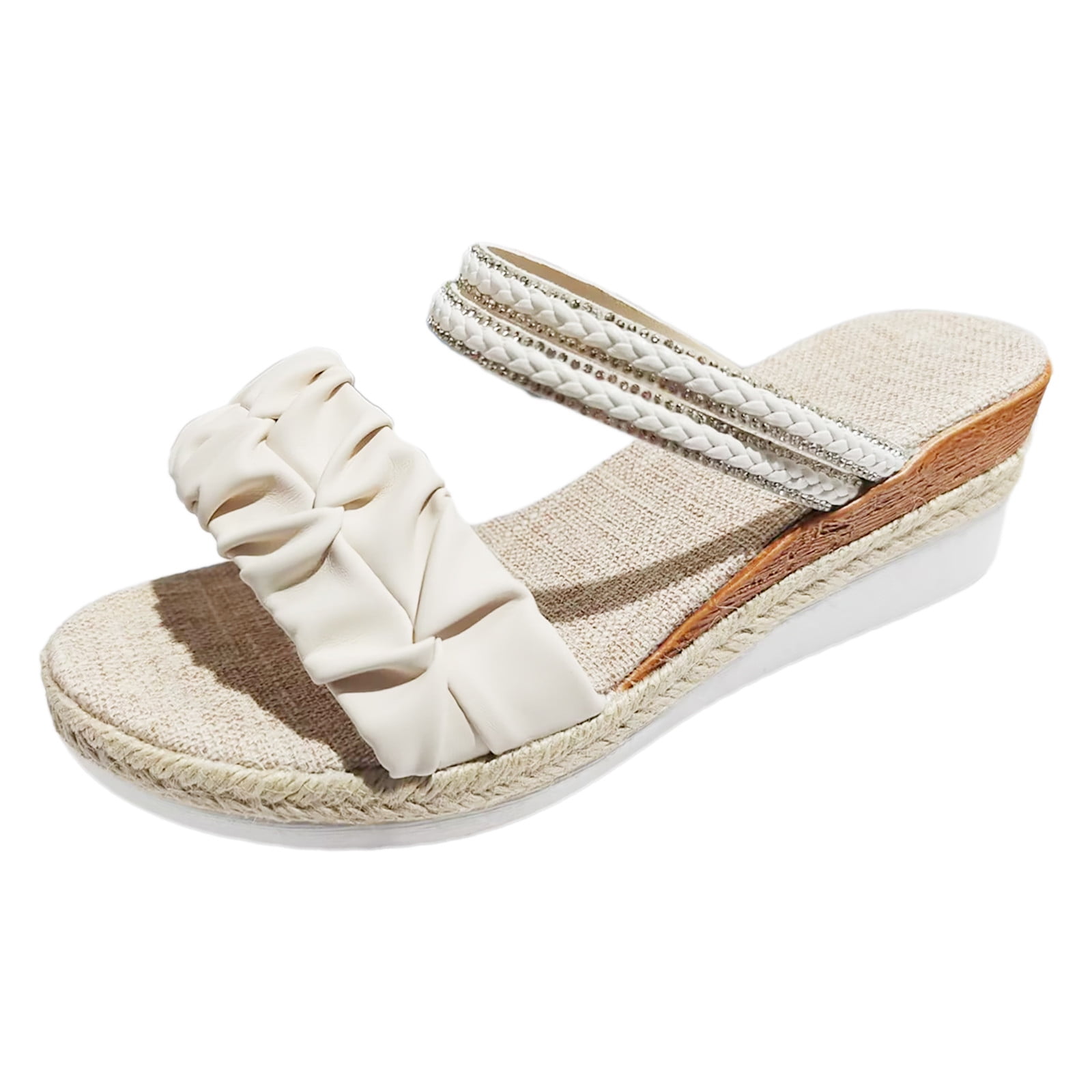 PEASKJP Womens Sandals Women's Elastic Strappy String Thong Ankle Strap ...