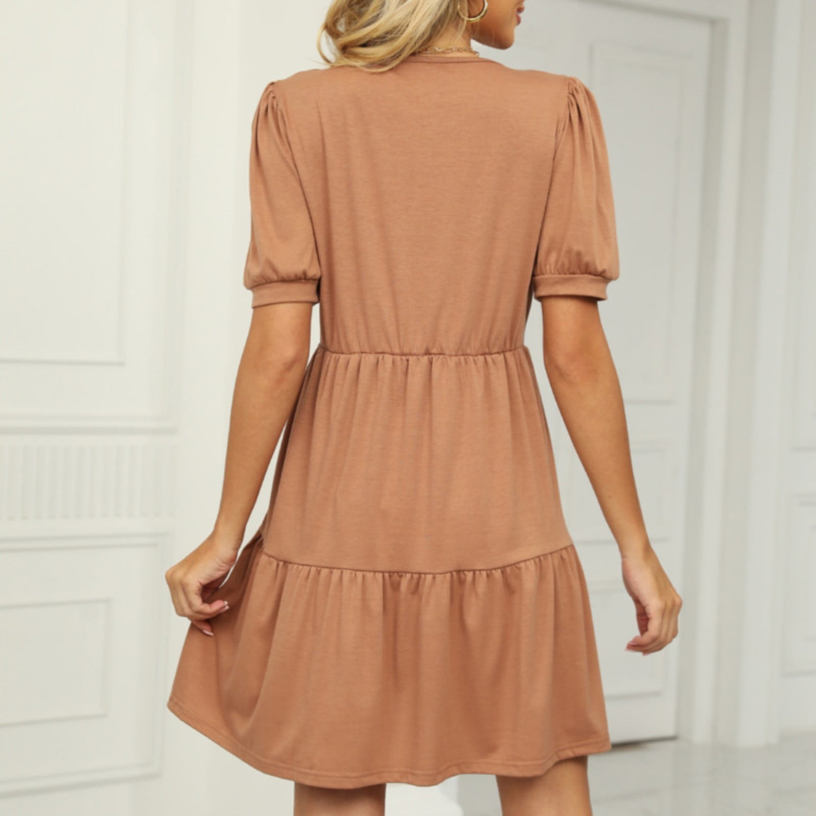 PEASKJP Womens Summer Dresses Plus Size Women's Square Neck Flounce ...