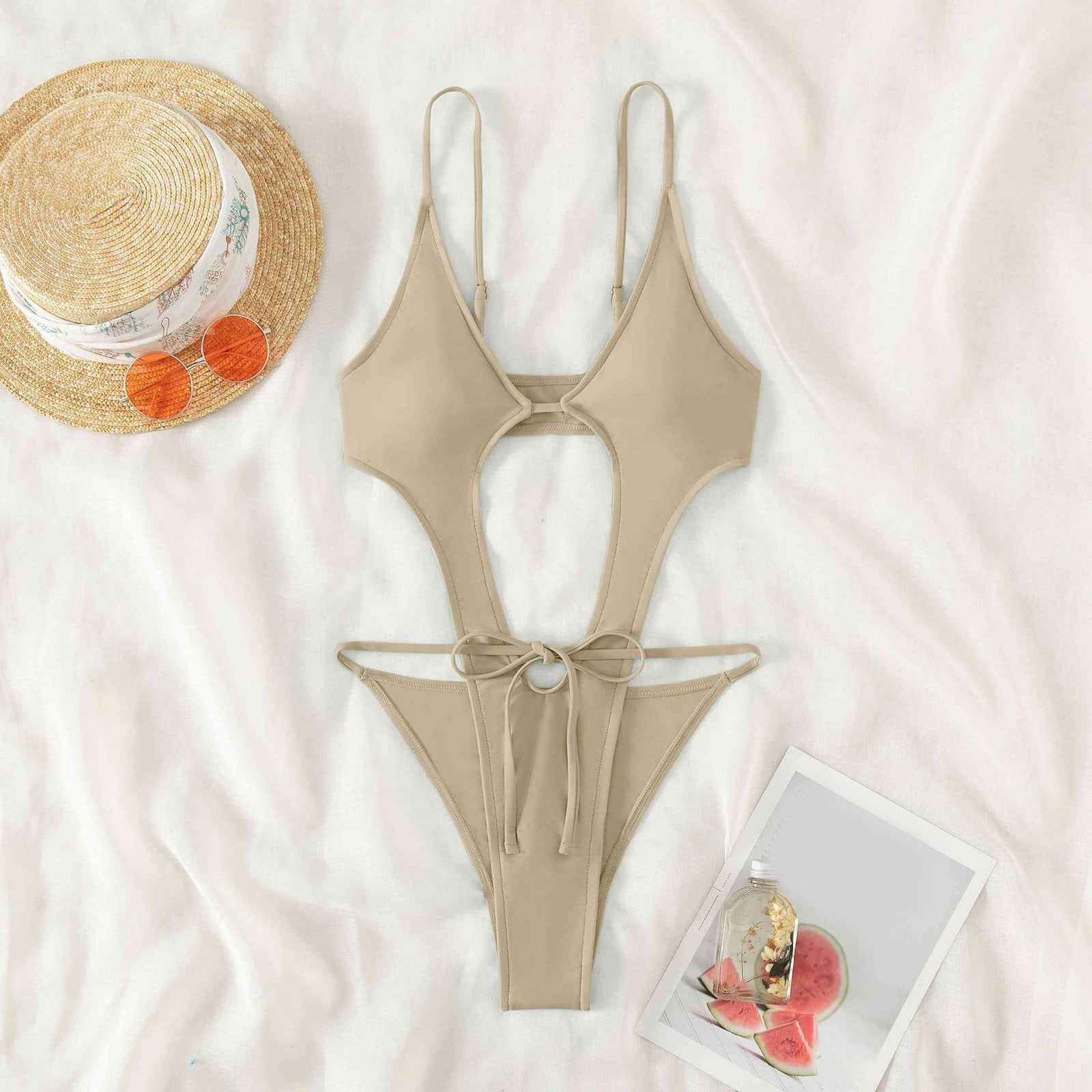 Peaskjp Womens Swimsuits One Piece Womens Scoop Neck Cut Out Front Lace