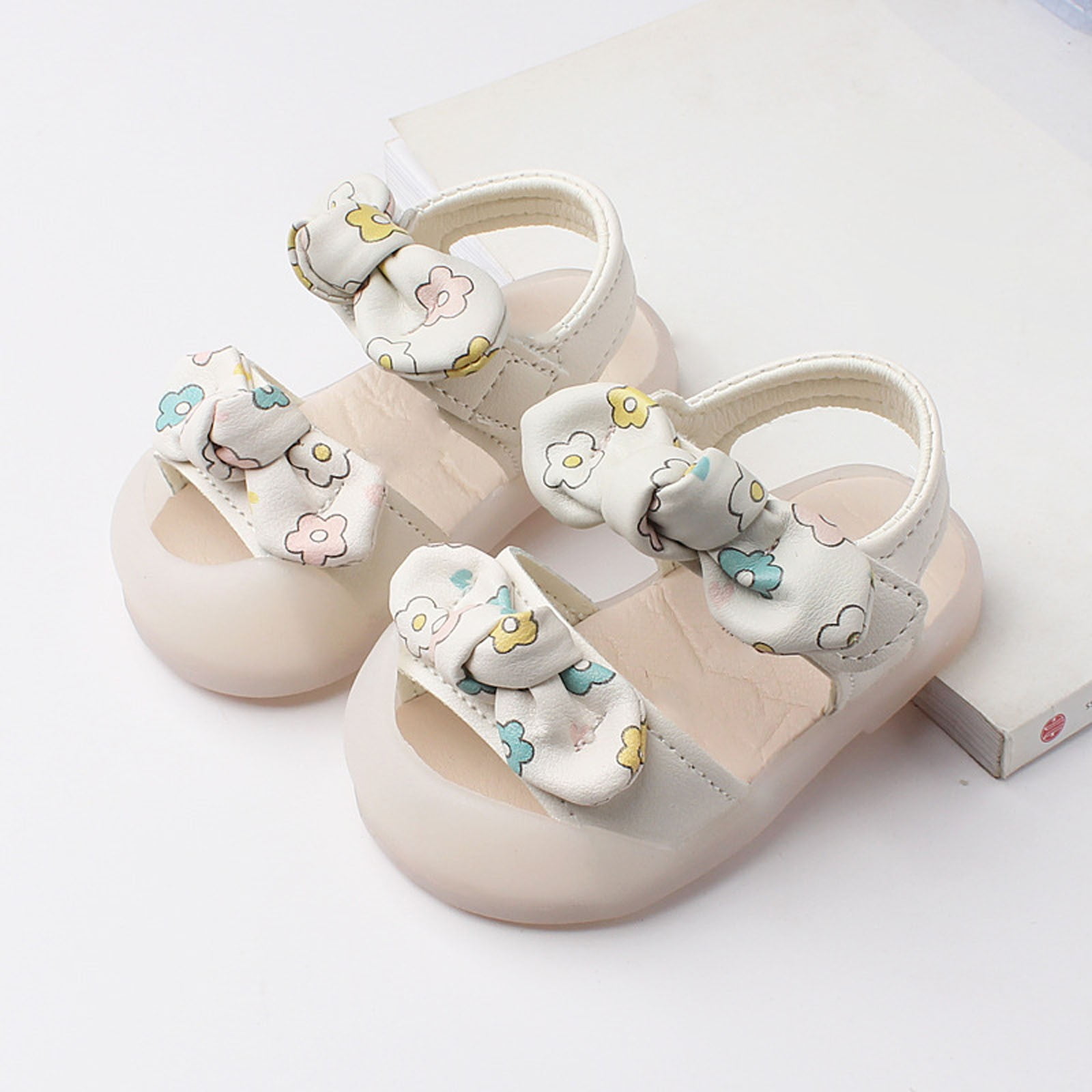 PEASKJP Youth Little Girls Open Toe Soft Bottom Rubber Sole Toddler ...
