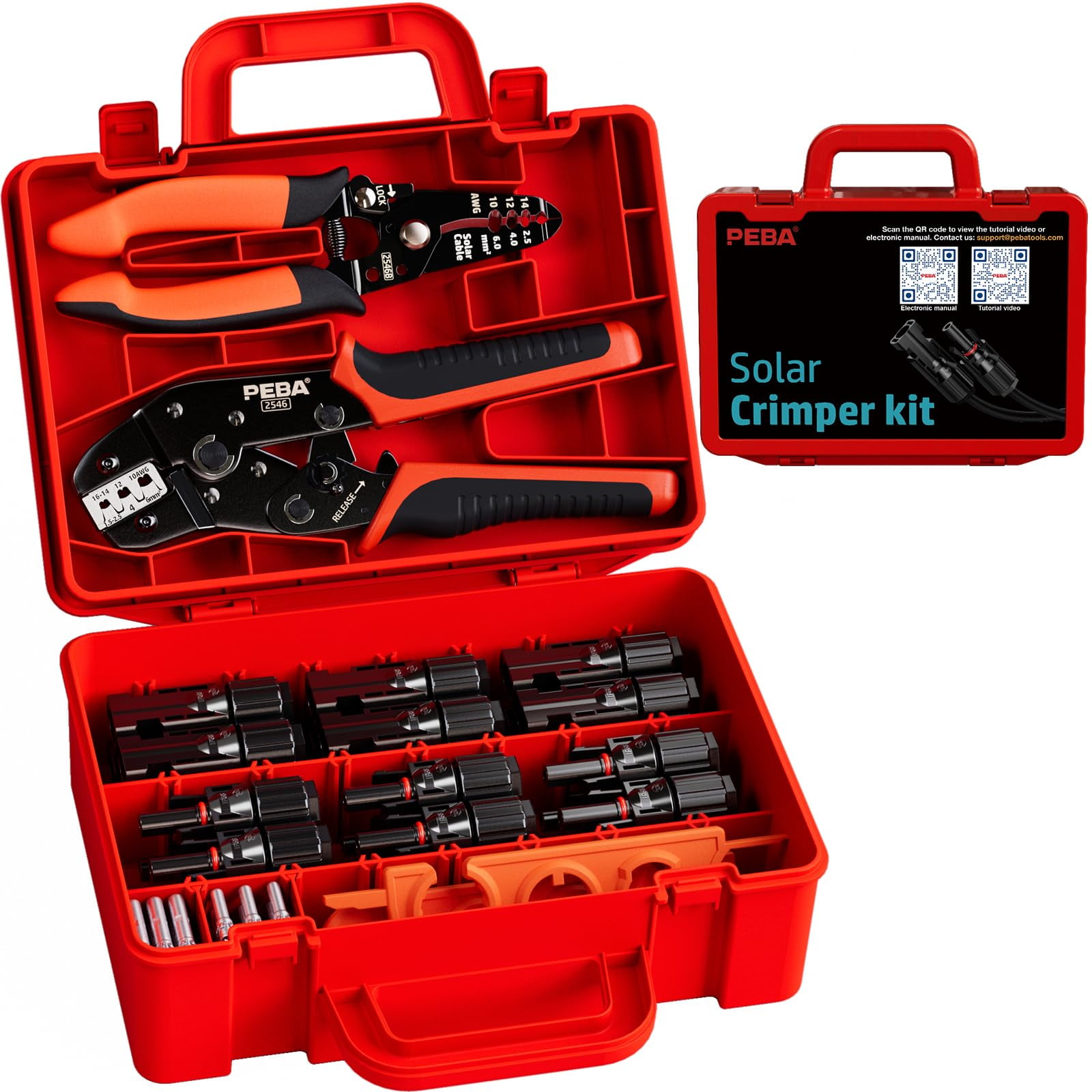 PEBA Crimping Tool Kit, Solar Crimper for AWG 12 10 Solar Panel Cable ...