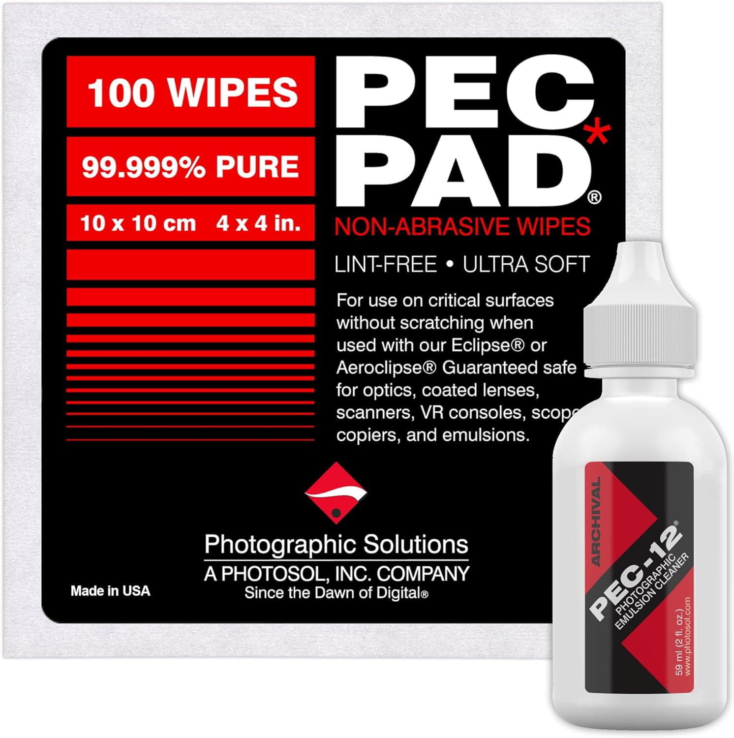 PEC-12 Photographic Emulsion Cleaner Kit and PEC-PAD Lint Free Non ...