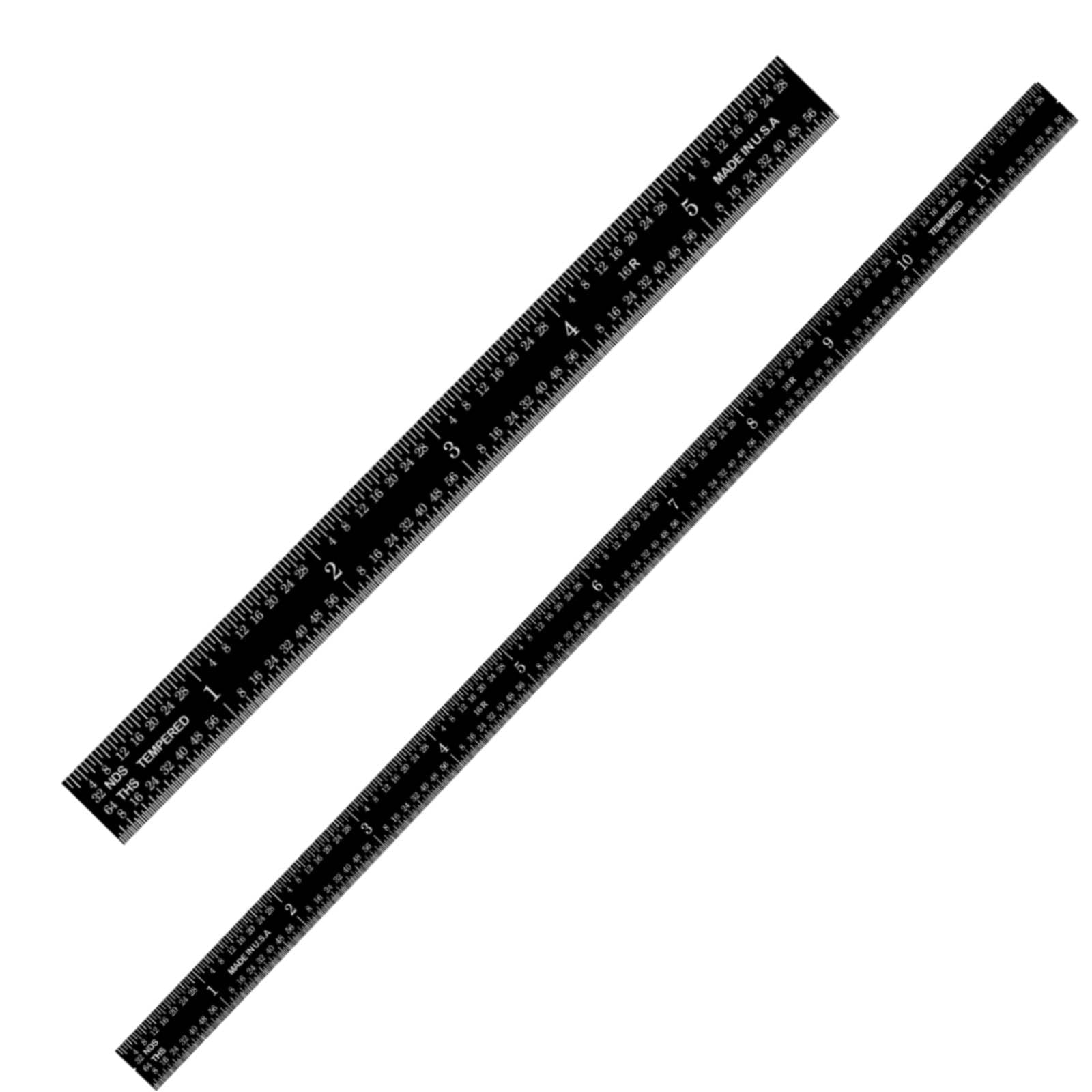 PEC Tools 6" 12" 16R Stainless Steel Ruler Set Flexible Black Chrome ...
