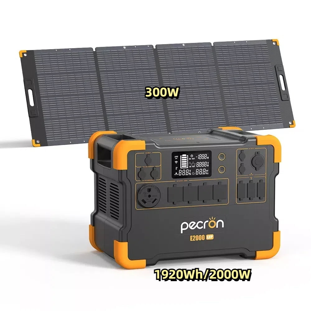 PECRON E2000LFP Power Station, 1920Wh/2000W, PV300 330W Solar Panel ...