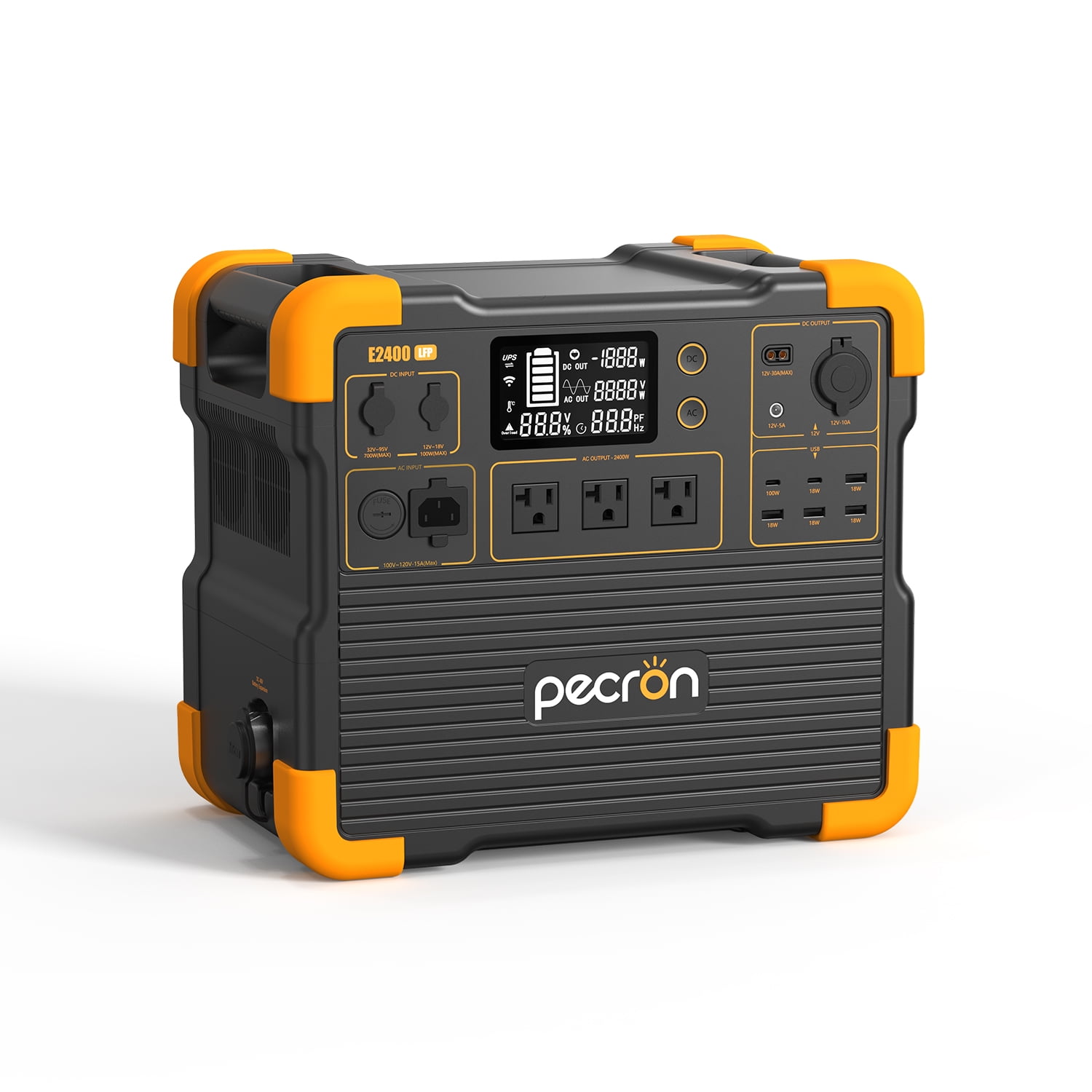 PECRON E2400LFP 2048Wh/2400W Massive Capacity Portable Power Station with 12 Output Ports 3× ...