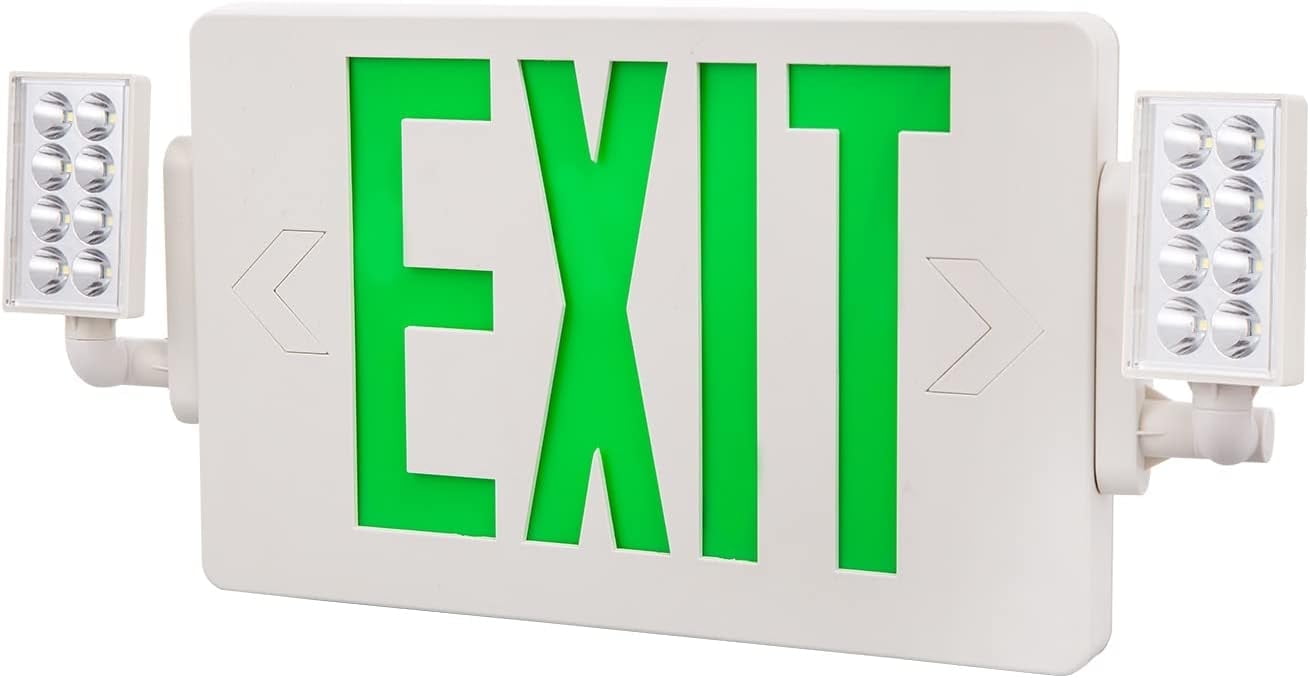 Spectsun LED Exit Emergency Light, Green Fire Exit Sign, Battery Backup ...