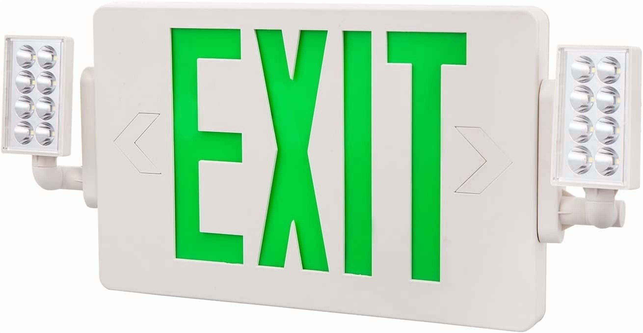 Spectsun LED Exit Emergency Light, Green Fire Exit Sign, Battery Backup ...