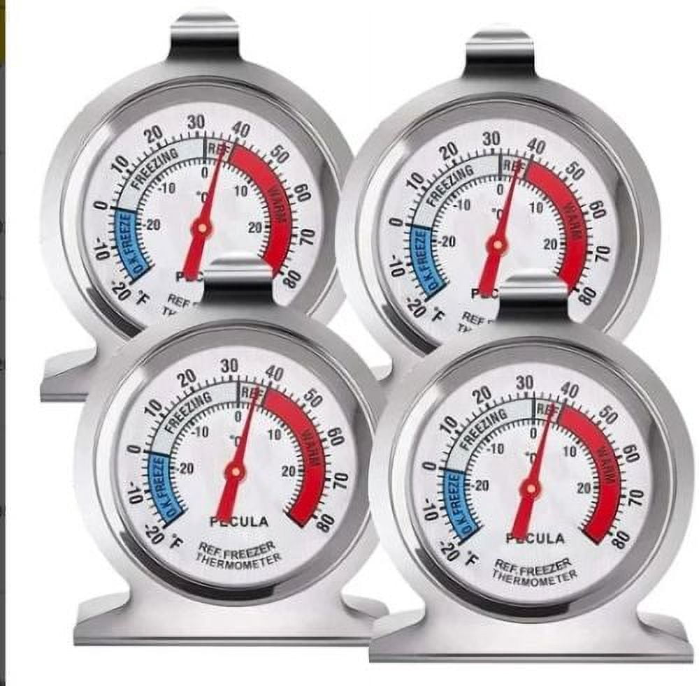 PECULA Refrigerator Thermometer 4 Pack, Large Dial, -30~30C/-20~80F ...