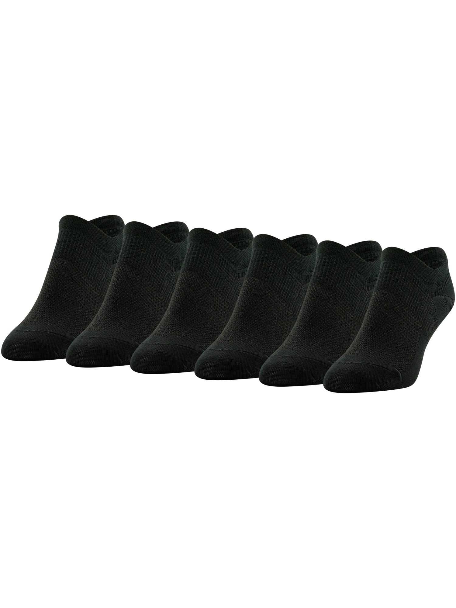 PEDS Women's All Day Active Nylon Invisible Socks Black, 6 Pairs, Sizes ...