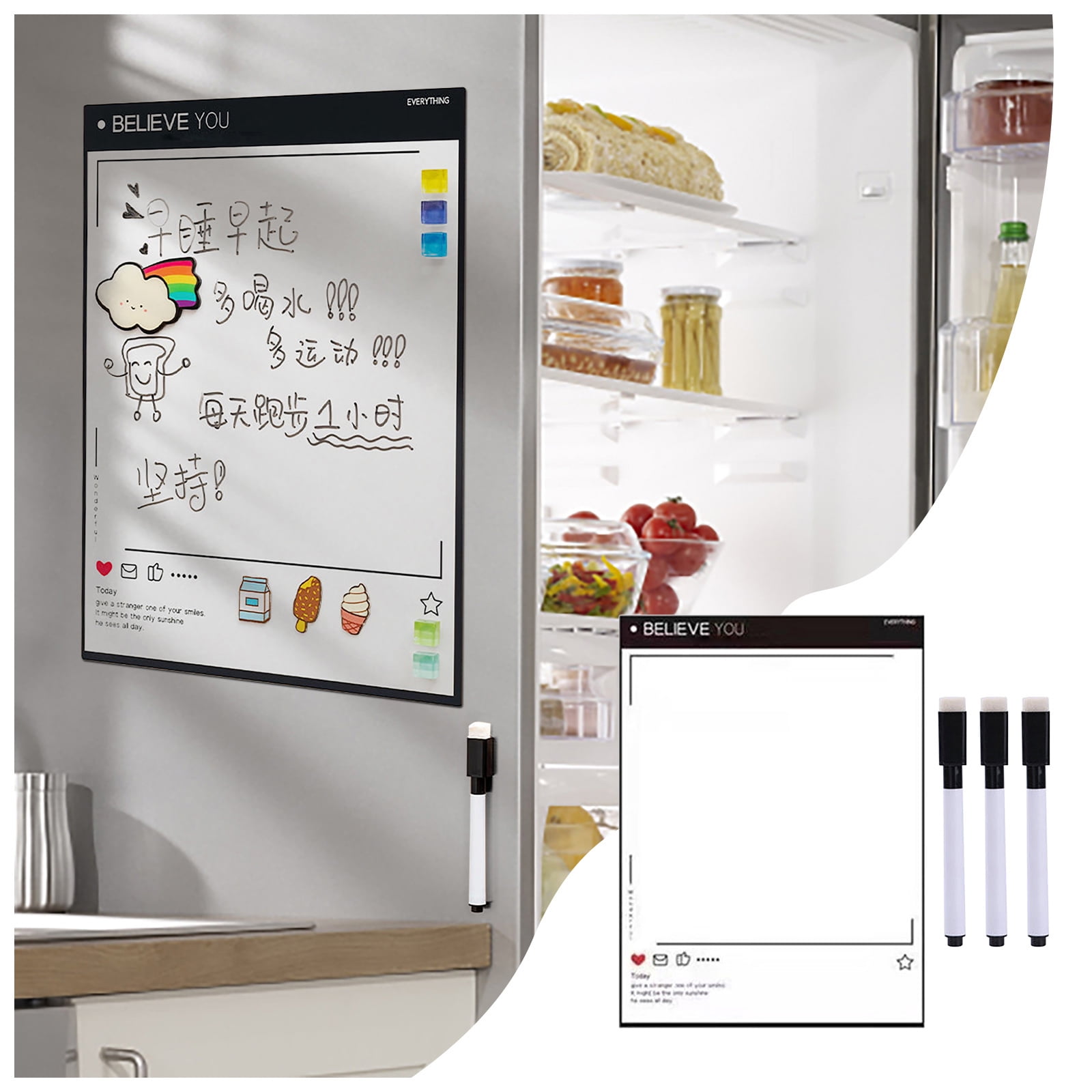 PEEIUO Creative Refrigerator With Badge Cute Message Board Erasable ...