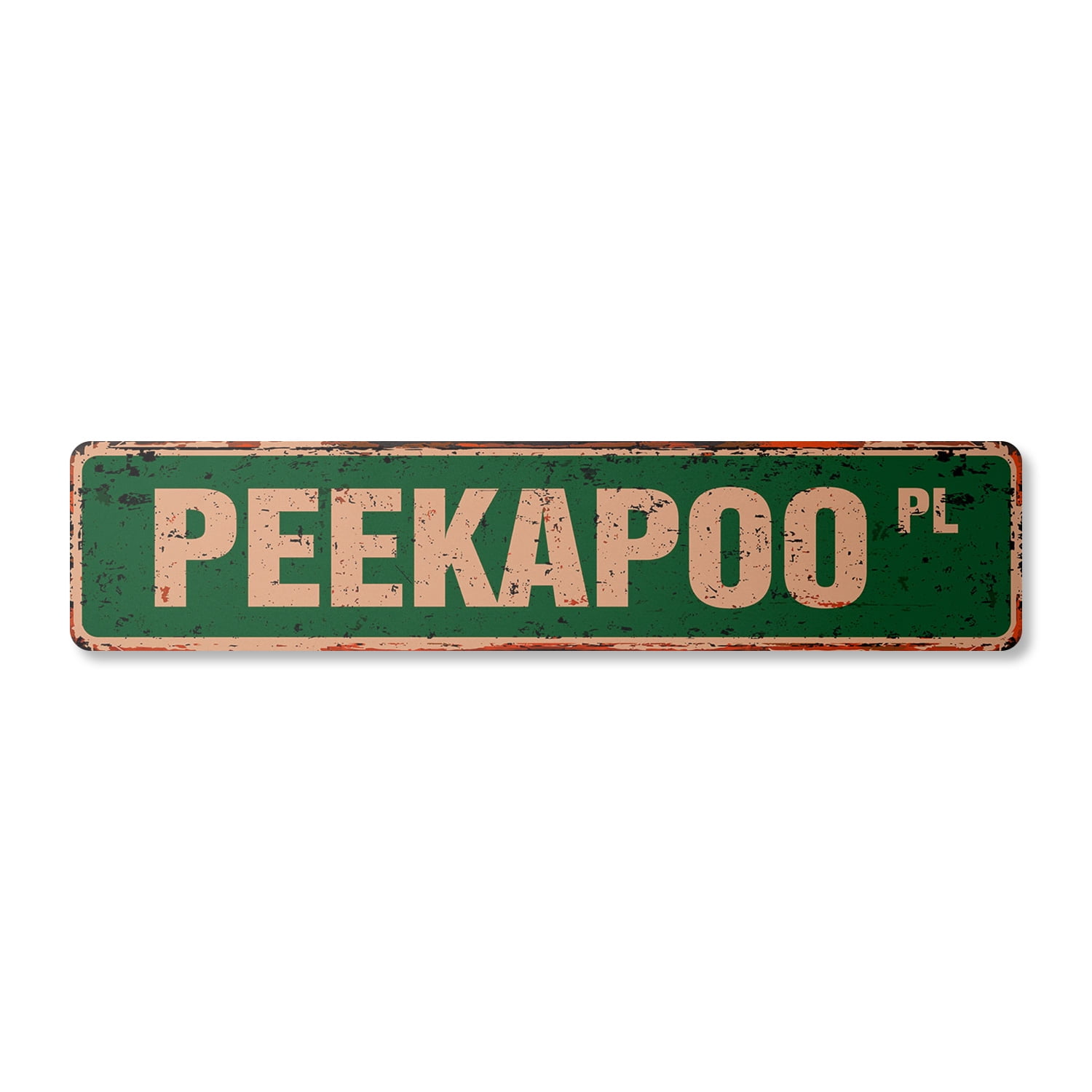 PEEKAPOO Vintage Plastic Street Sign dog pet pekingese poodle owner ...