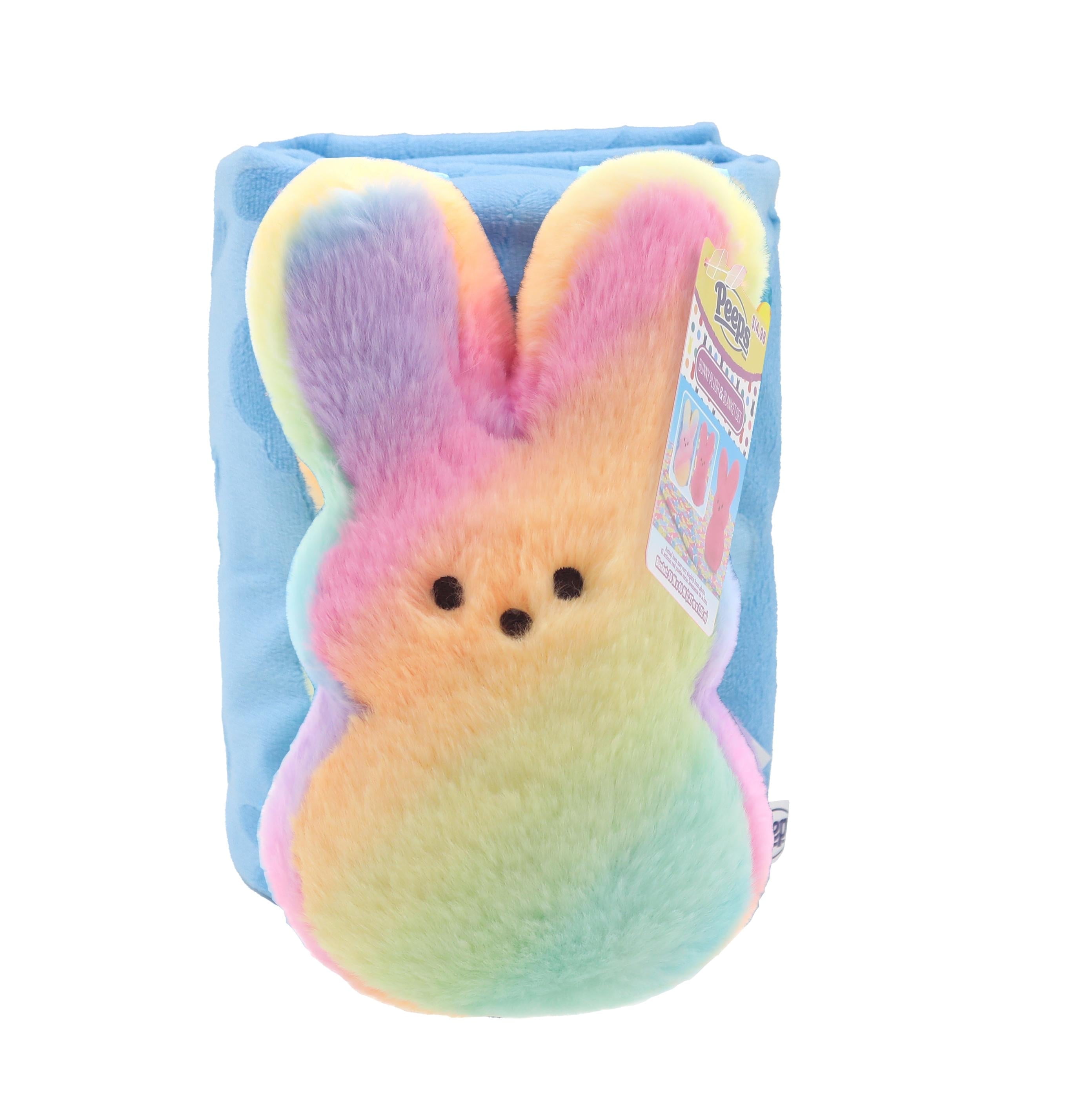 PEEPS 8.5In Rainbow color Peeps Plush and Blue Blanket for Adult and ...