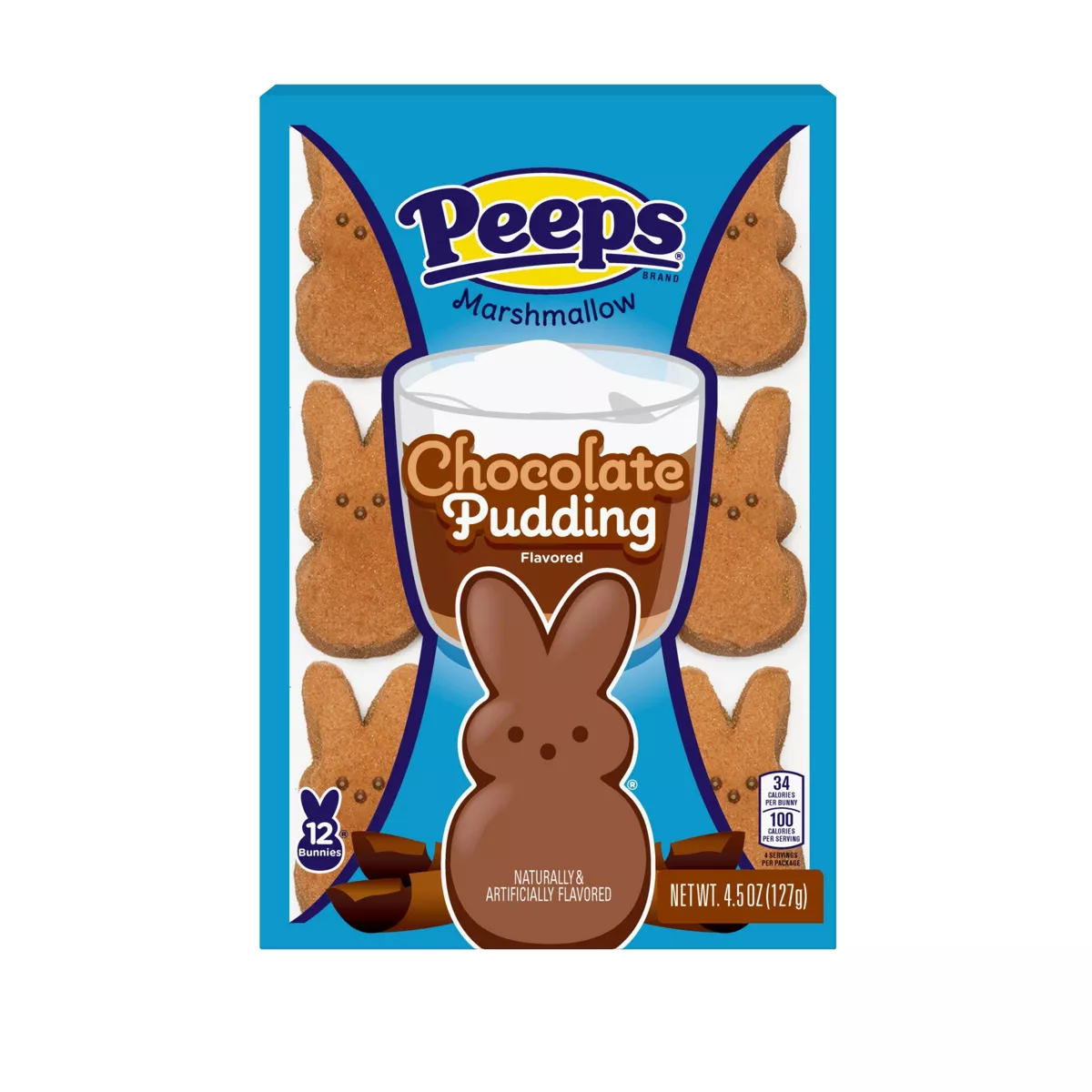 PEEPS, Chocolate Pudding Flavored Marshmallow Bunnies, 4.5oz, Easter ...