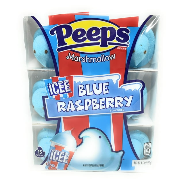 PEEPS Easter Shaped Icee Blue Raspberry Marshmallow Chicks, 15 Count ...