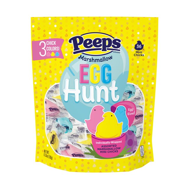 PEEPS, Marshmallow Chicks Egg Hunt, Individually Wrapped Easter Candy ...