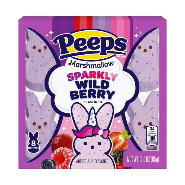 PEEPS Wild Berry Flavor Marshmallow Bunnies, Easter Candy, 8 Count (3.0 ...