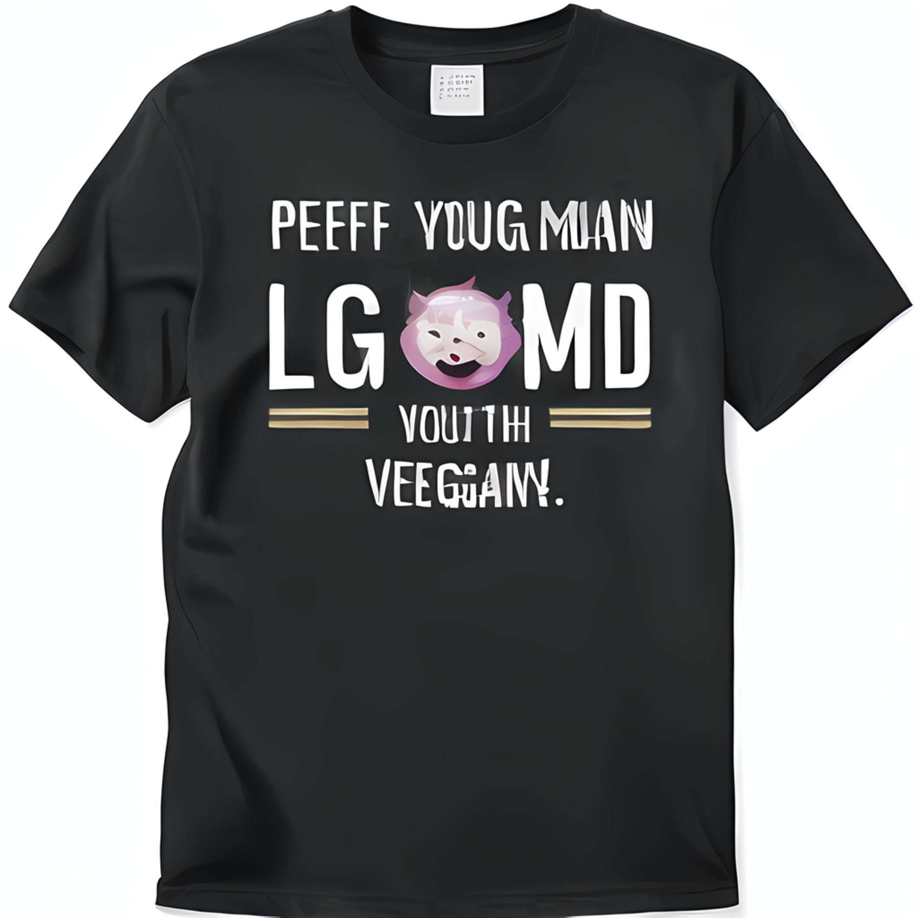 PEFF Pink Purple Mushroom Head T-Shirt with 'l banners' Text Yogum Logo ...
