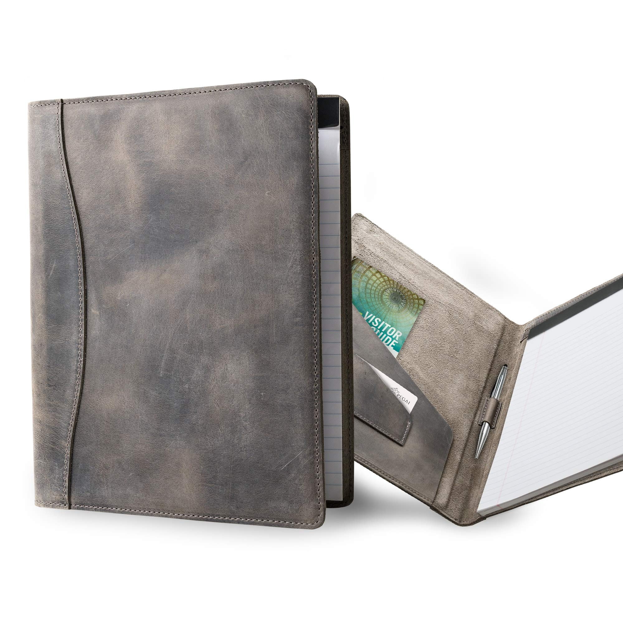 PEGAI Handmade 100% Leather Padfolio, Legal Pad Organizer for Business ...