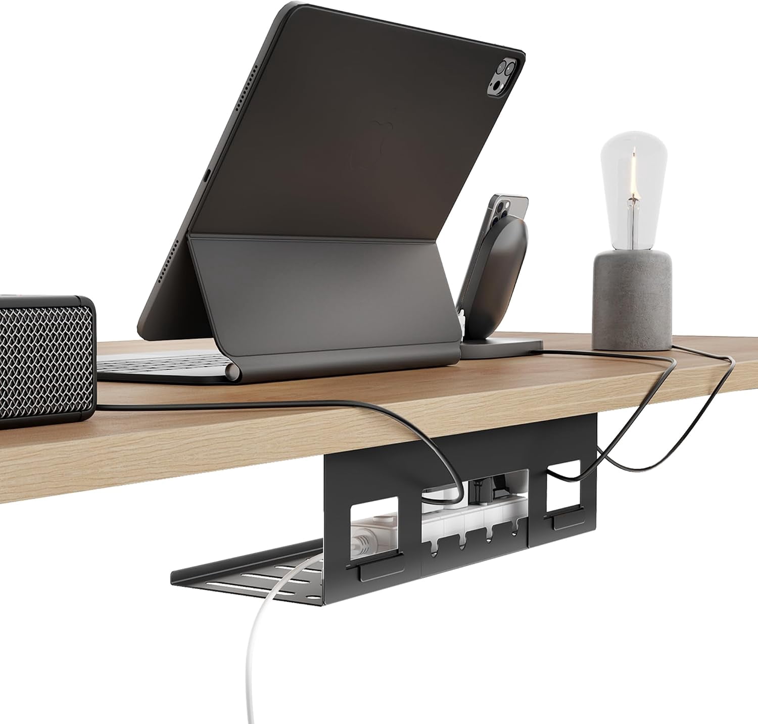 PEGZONE Under Desk Cable Management Tray, 15.7 in Screw-Mount Steel ...