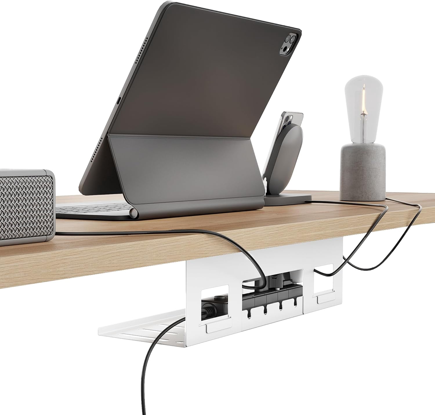 PEGZONE Under Desk Cable Management Tray, 15.7 in Screw-Mount Steel ...