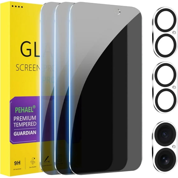 PEHAEL 3+3Pack for iPhone 17 Pro Max Privacy Screen Protector with ...