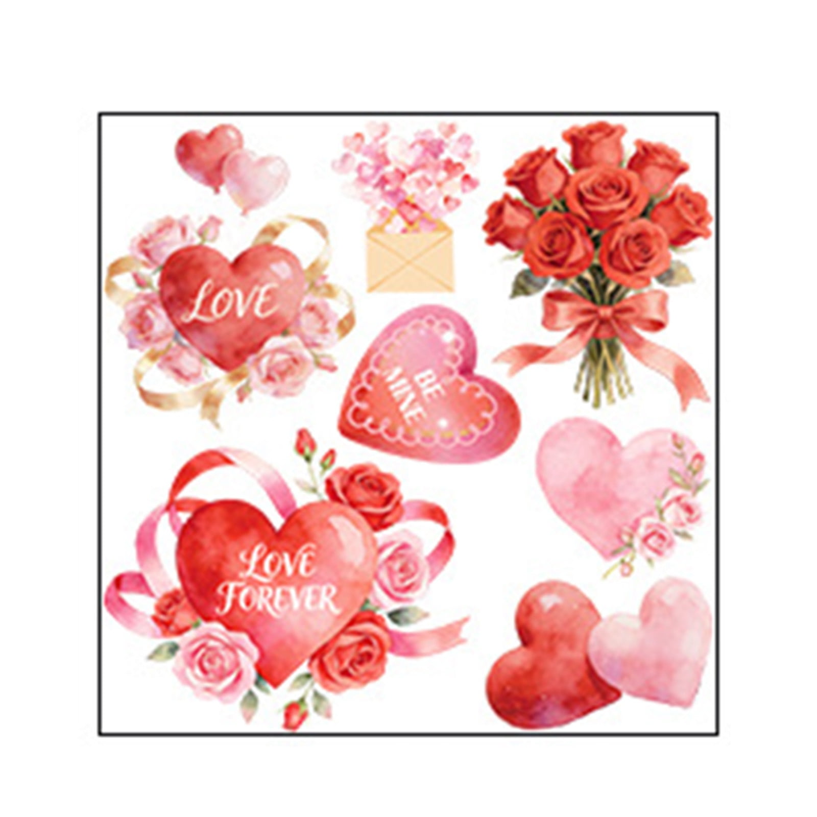 PEIBang Valentines Day Window Clings,Double-Sided Heart Window Stickers ...