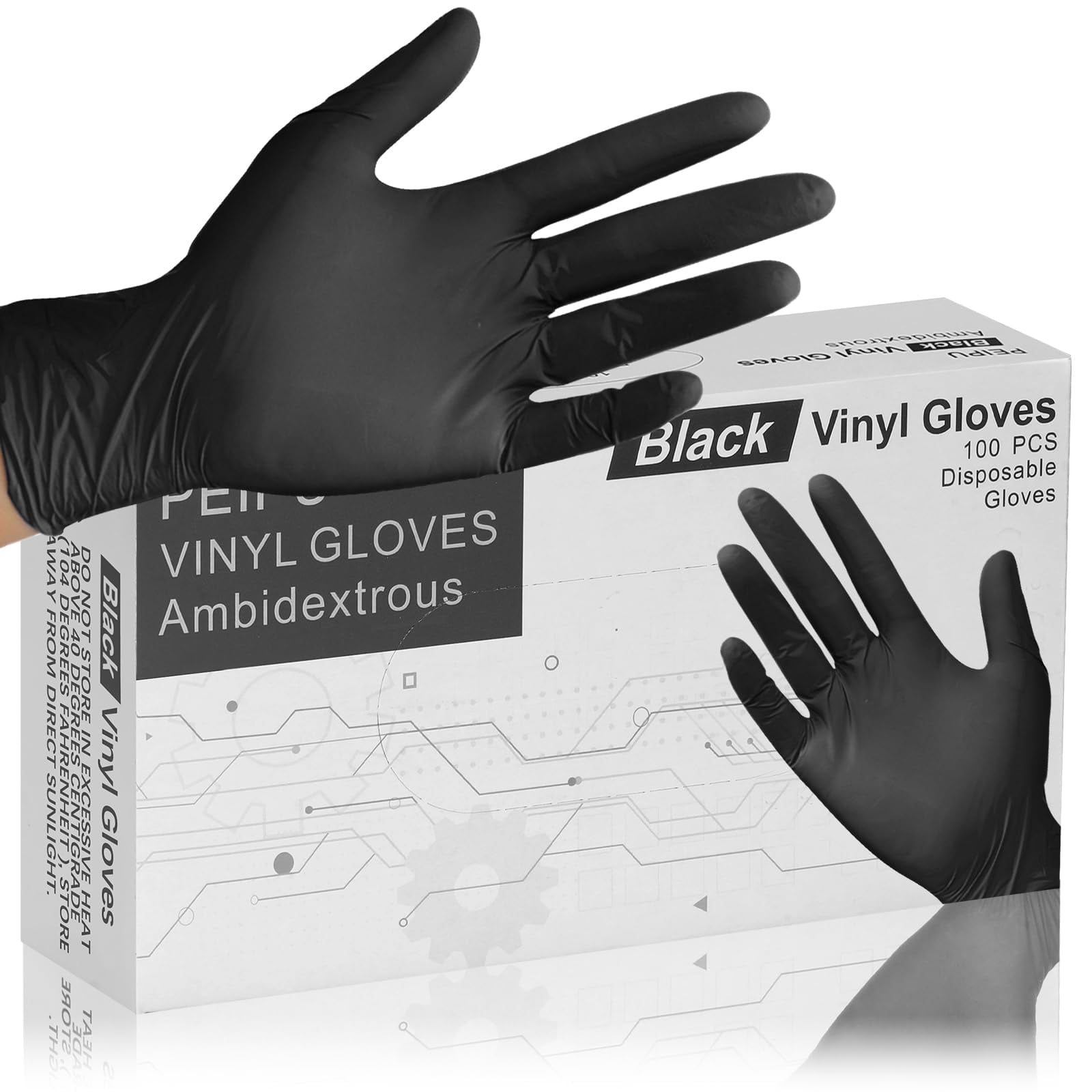 PEIPU Vinyl Disposable Gloves,ï¼ˆMedium,100 Pack,Powder Free,Cleaning ...