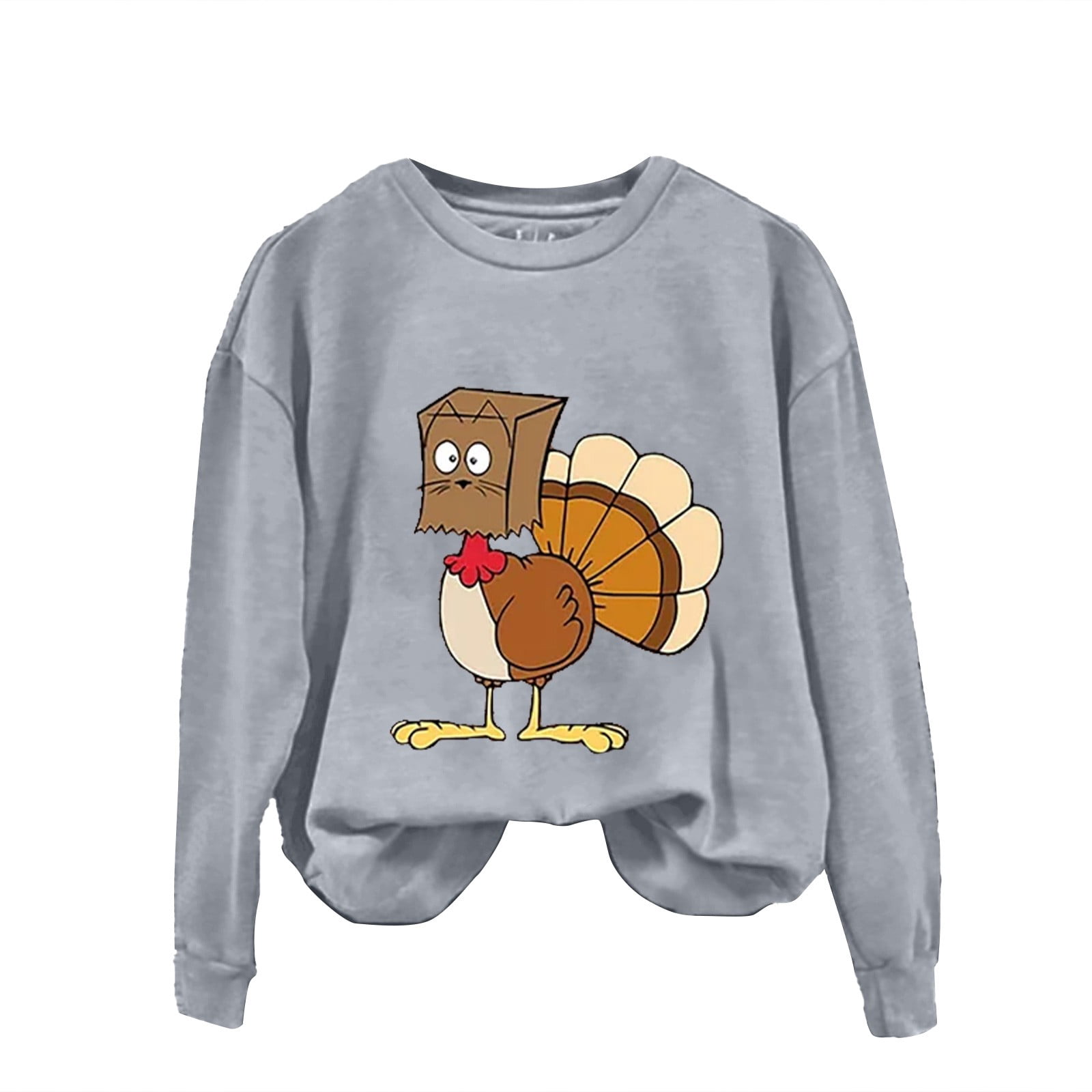 PEJINTRY Womens Sweatshirts Cute Turkey Fall Thanksgiving Printed ...