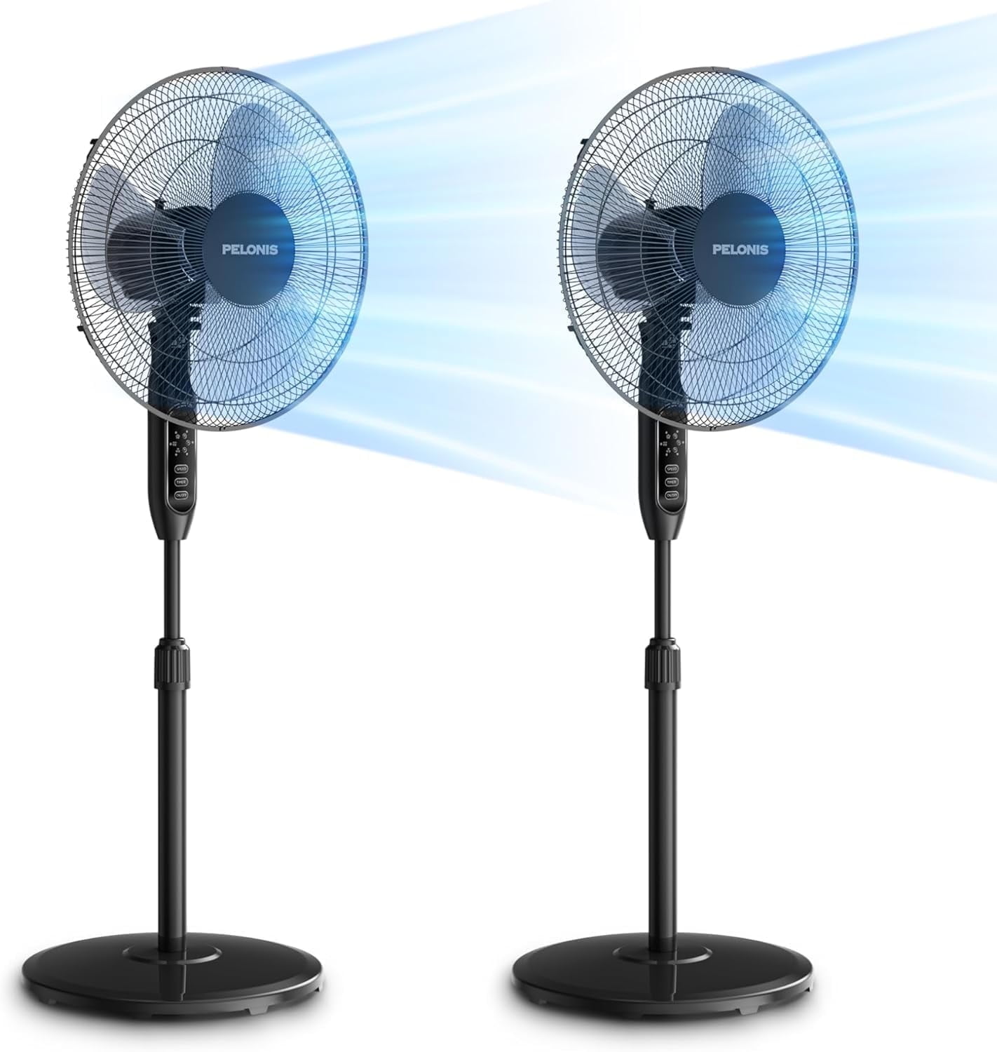 PELONIS 16'' Oscillating Pedestal Fan with Remote Control, 3 Speeds, 7H ...