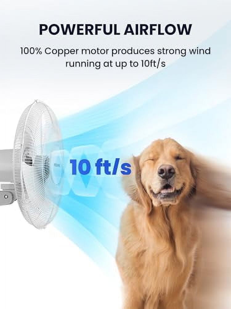 PELONIS 16‘’ Wall Mount Fan with 3 Speed Settings Oscillating Fan with ...