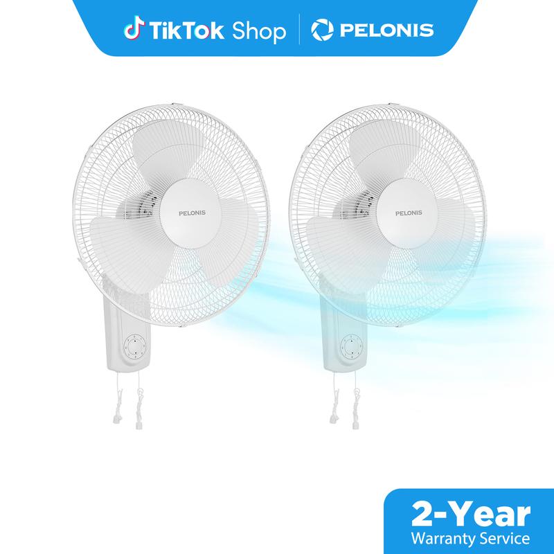 PELONIS 16'' Wall Mounted Fan with 3 Speed Settings 2 Packs Oscillating ...