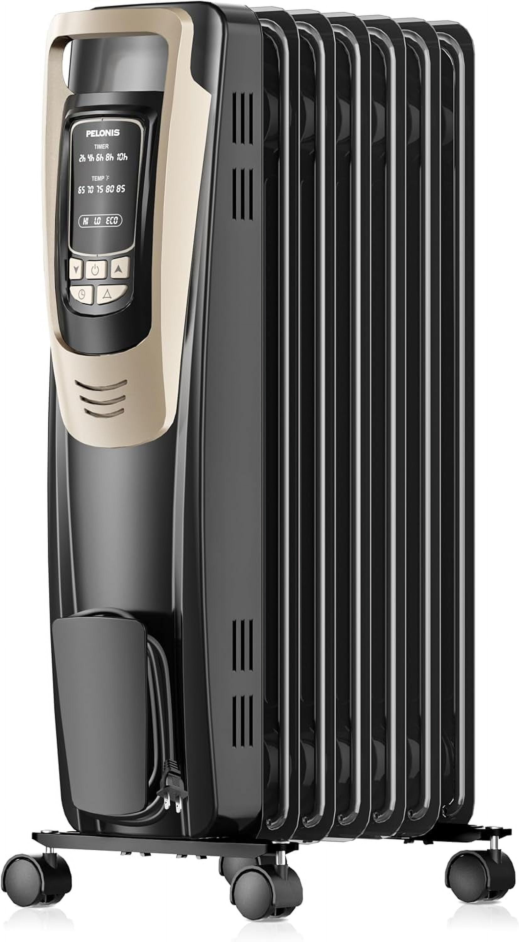 PELONIS Champagne Oil Filled Radiator Heater with Remote and Thermostat ...