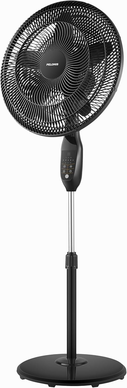 PELONIS PFS45A5BBB 18 inch 5-Blade Oscillating, Adjustable Standing ...