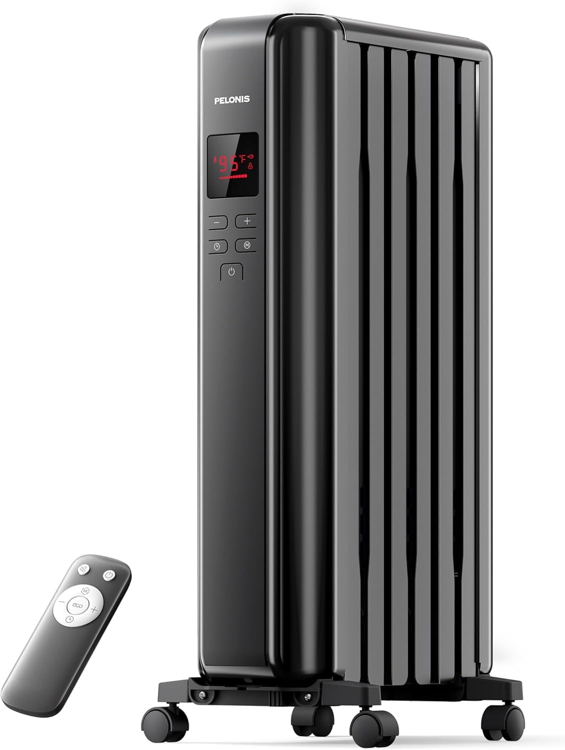 PELONIS PSHO06MR6ASB 1500W Remote ECO Quiet Safe Oil Filled Radiator ...