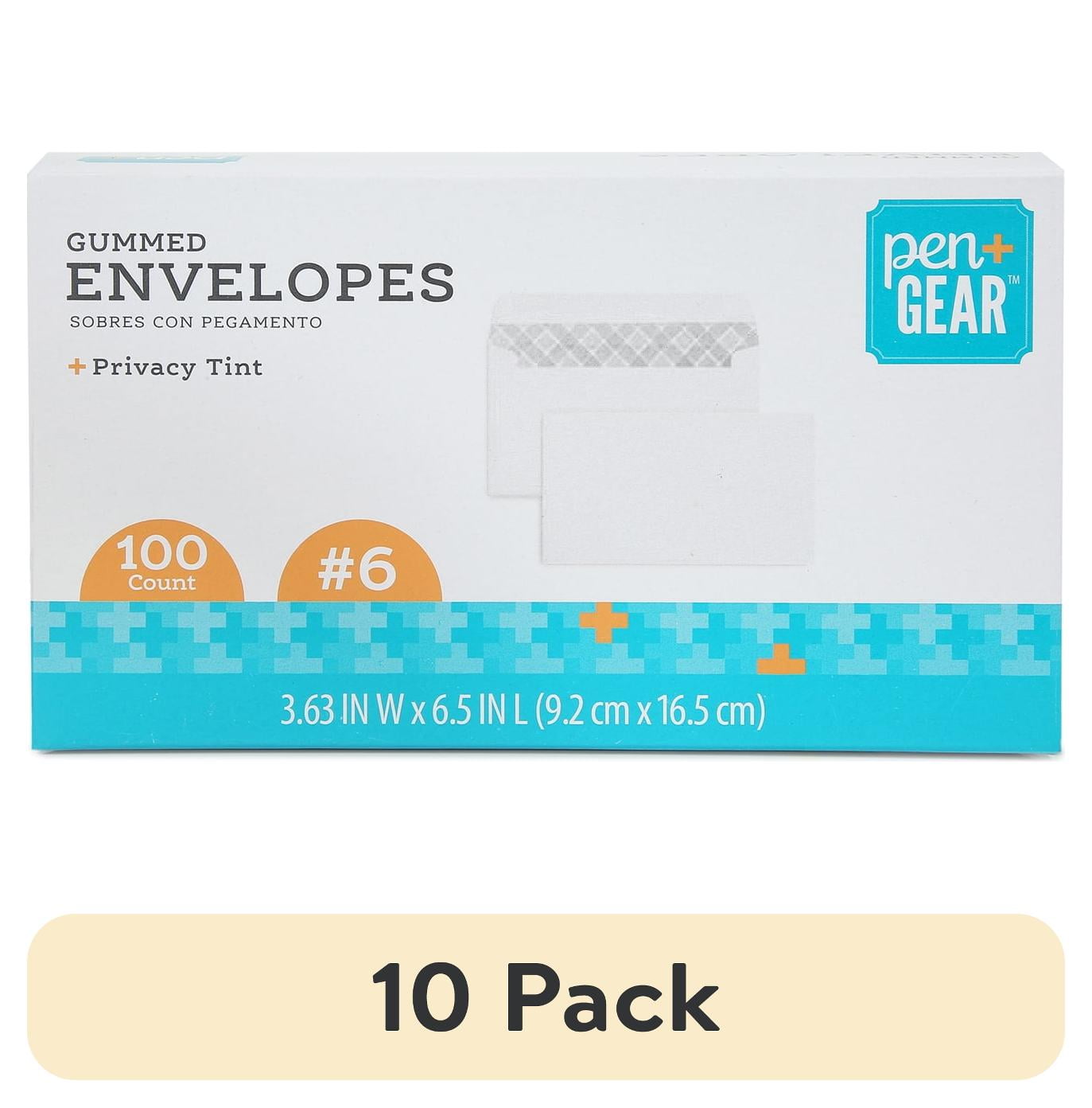 (10 pack) PEN + GEAR #6 Privacy Tint Gummed Envelopes, White, 3.63 in x ...
