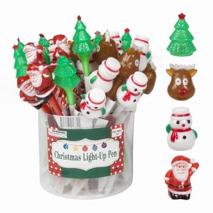 PEN LIGHT-UP 4AST CHRISTMAS ICONS IN 36PC ACETATE TUBE PDQ, Case Pack ...