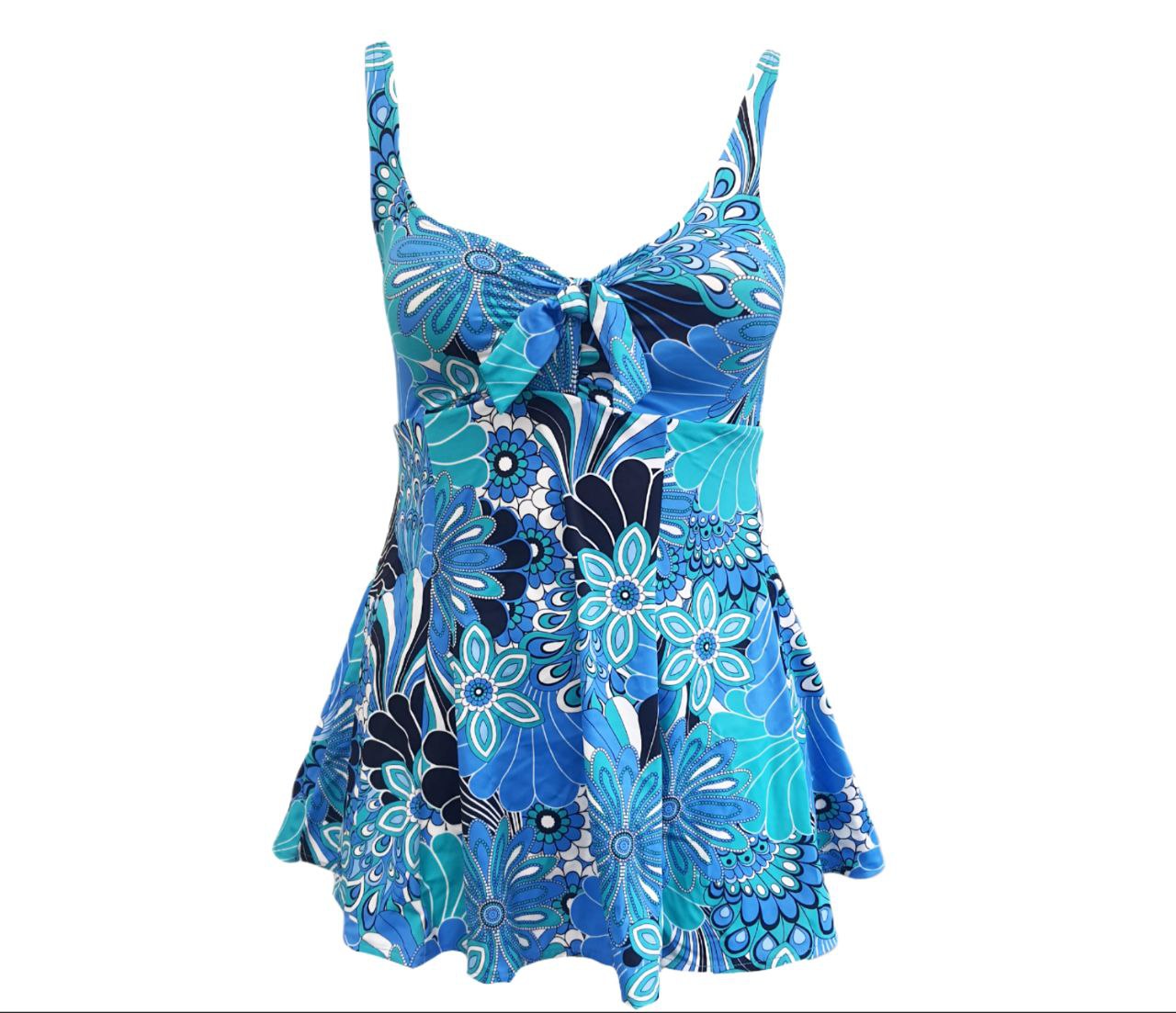 PENBROOKE Women's Dress Shaped Padded One Piece Swimsuit, Blue, 10 ...