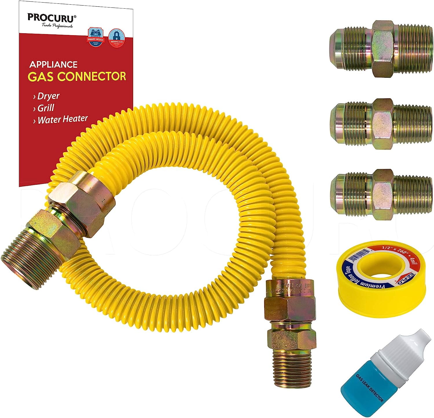 PENGFEI 1/2" OD x 30" (2.5Ft) Universal Gas Flex Connector Kit ...