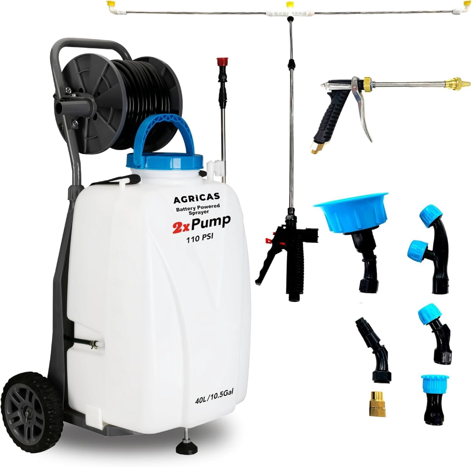 PENGFEI 10.5 Gal Battery Powered Sprayer with Double Professional Pump ...
