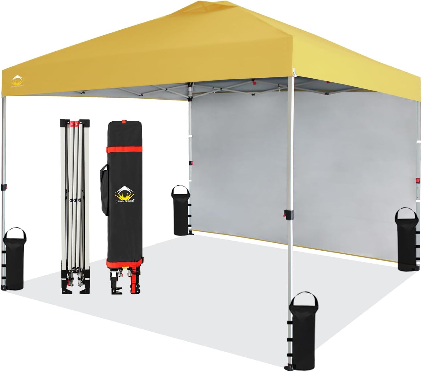 PENGFEI 10x10 Pop Up Canopy with 1 Side Wall - Beach Tent with One Push ...