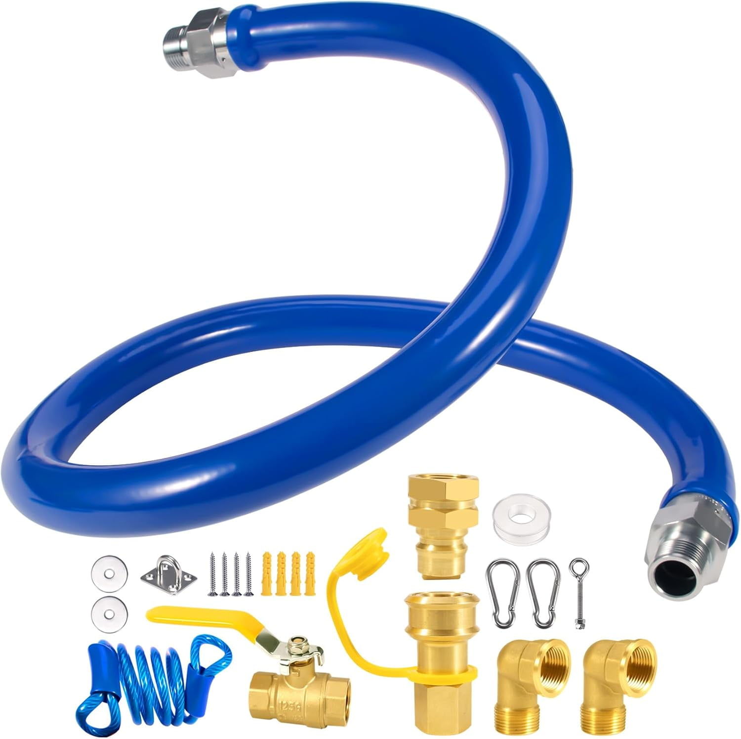 PENGFEI 3/4" × 48 inch Commercial Gas Line Hose, 1675KIT48 Safety ...